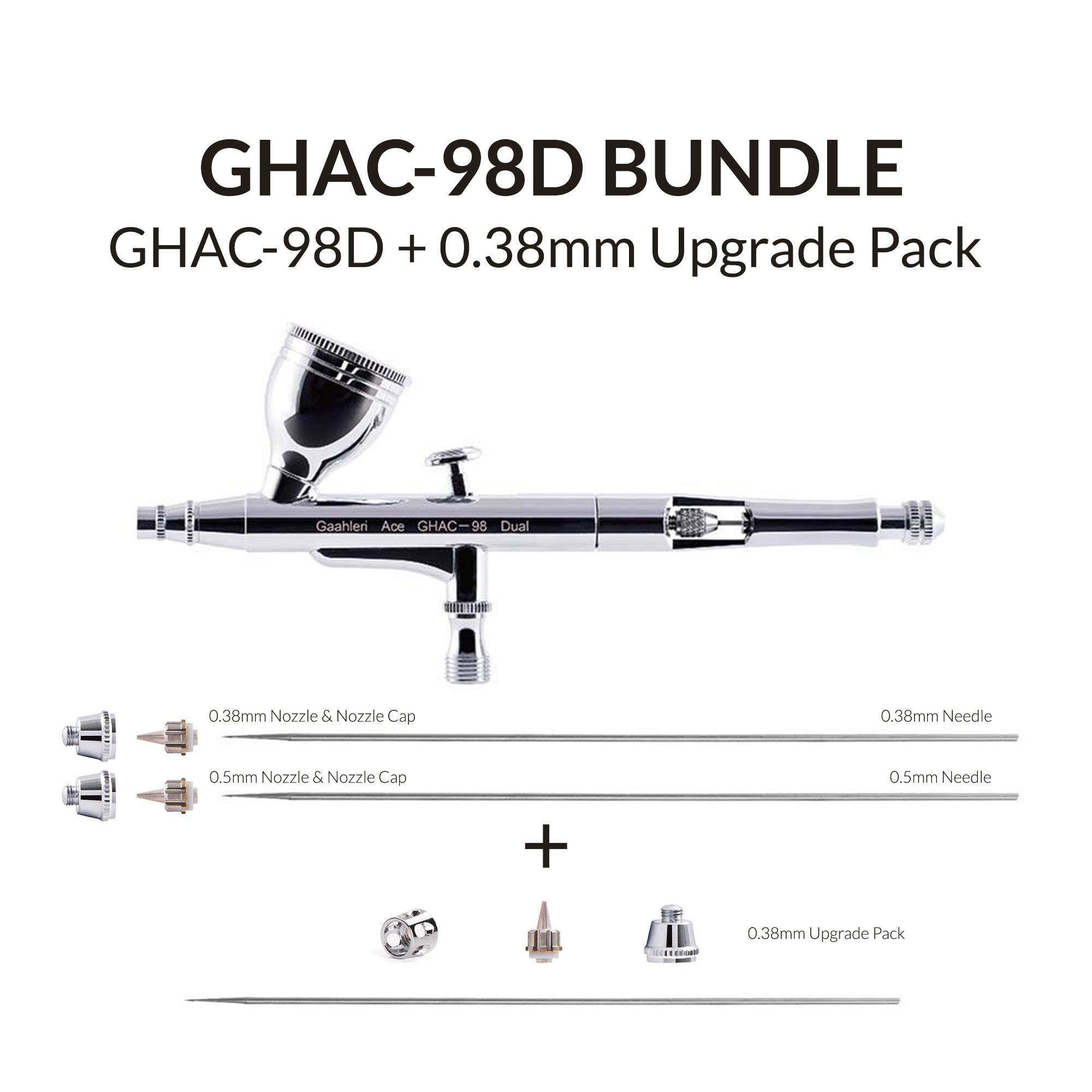 Gaahleri GHAC-98D Ace Series Airbrush + 0.38mm Upgrade Pack Bundle