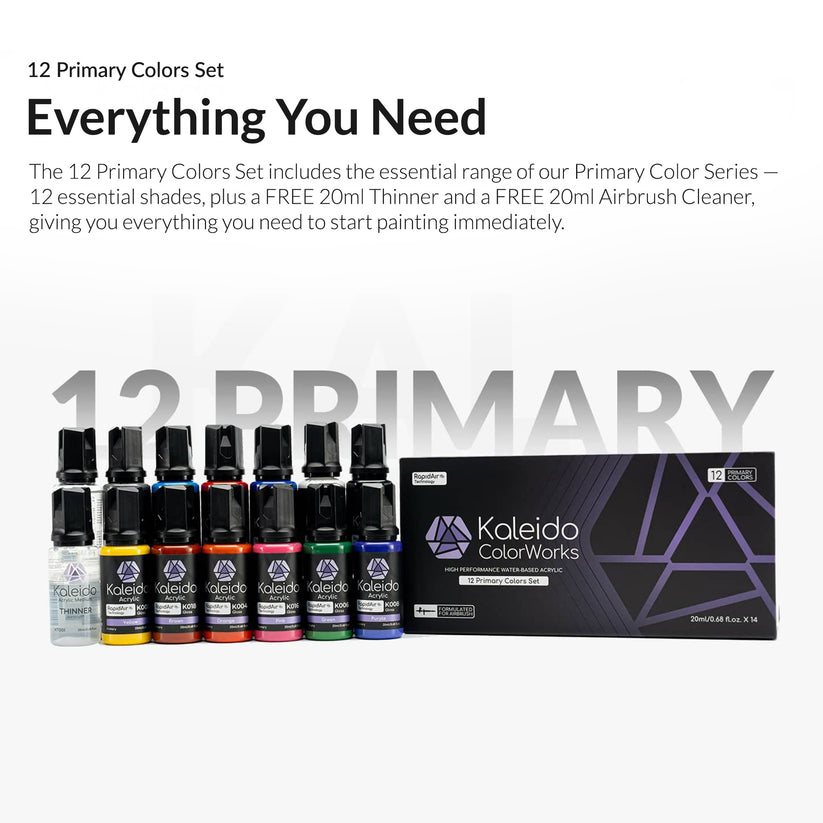Kaleido Colorworks Water-Based Paint 12 Primary Colors Set – Gaahleri