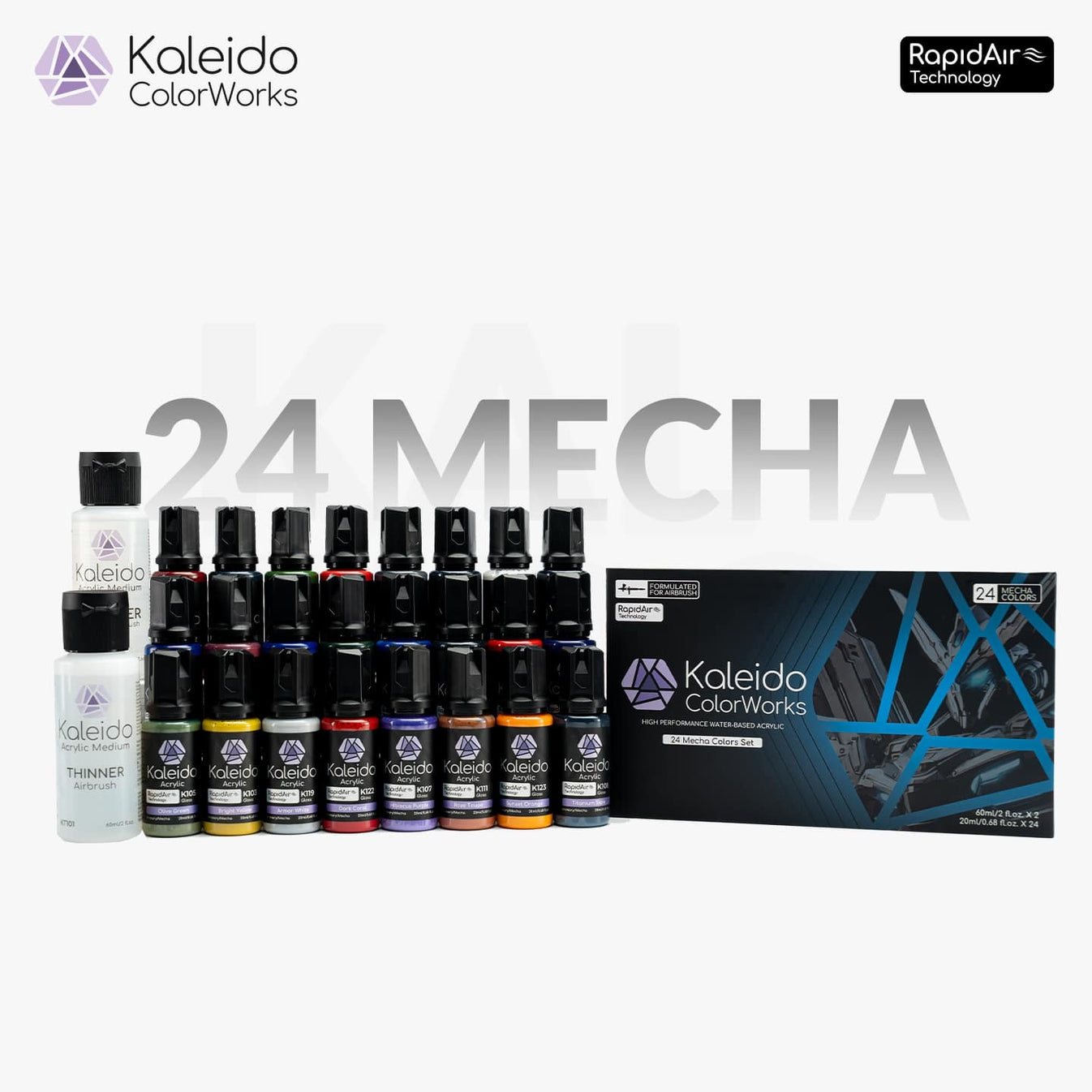 Kaleido Colorworks Water-Based Paint 24 Mecha Colors Set – Gaahleri