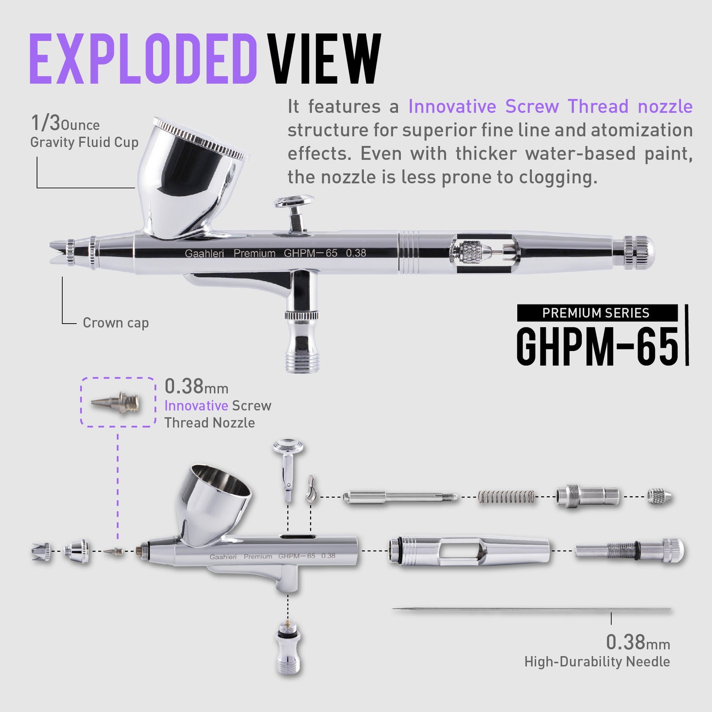 GHPM-65 0.38mm Premium Series Airbrush – Gaahleri